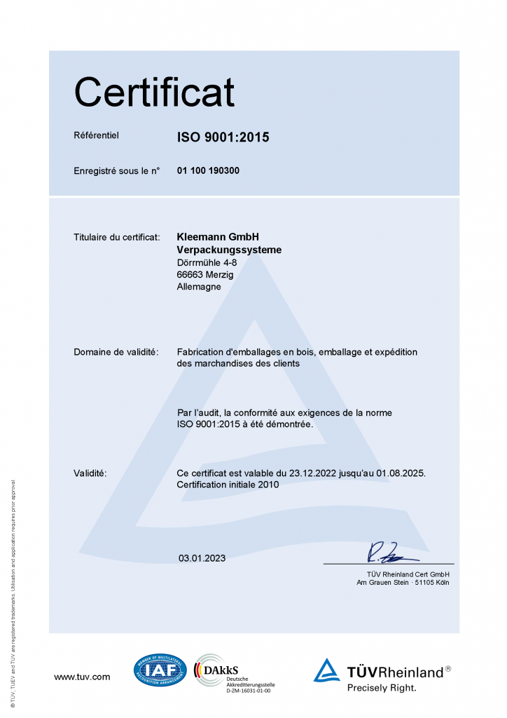 Certificat Français | Kleemann